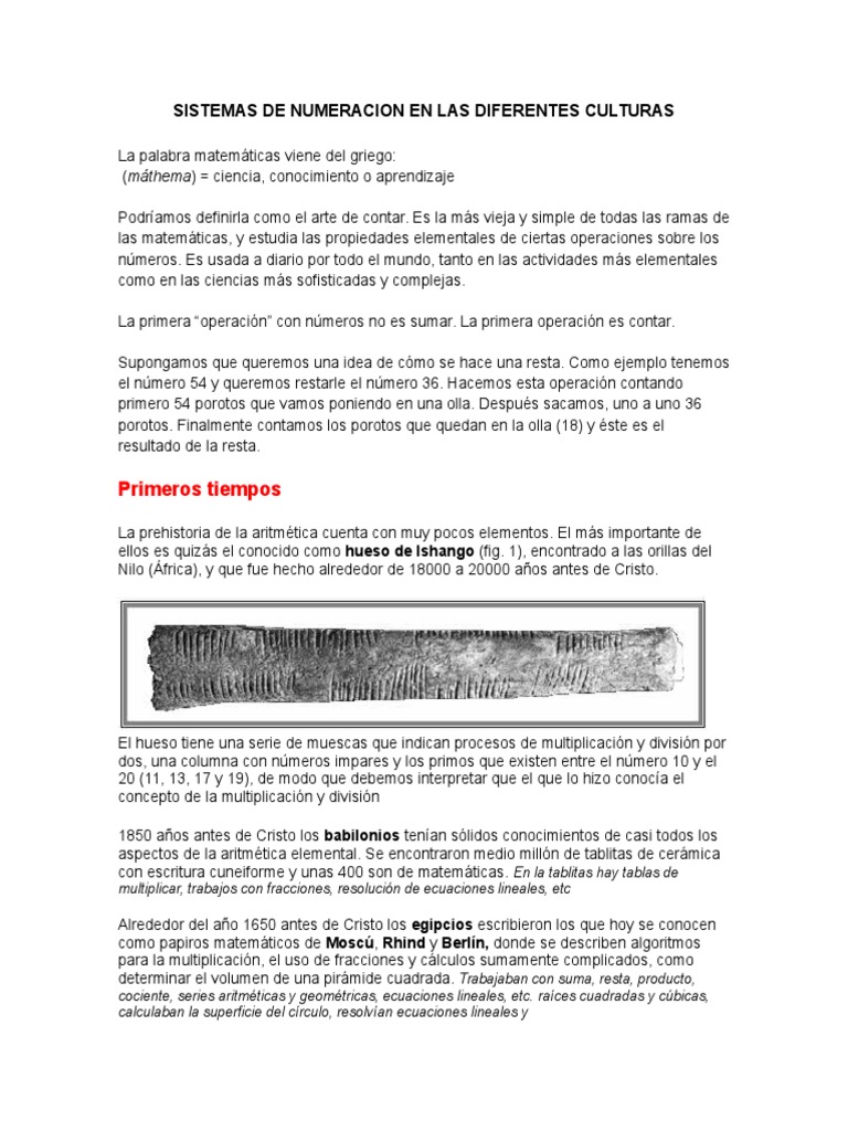 Sistema de Numeracion en Diferentes Culturas | PDF | Números | Aritmética