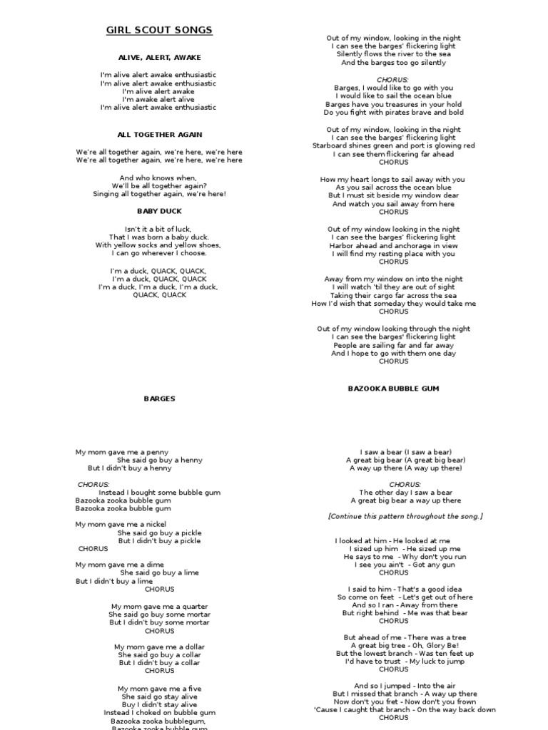 Girl Scout Camp Song Lyrics