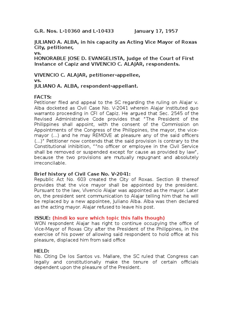 Alba V Evangelista | Download Free PDF | United States Congress ...