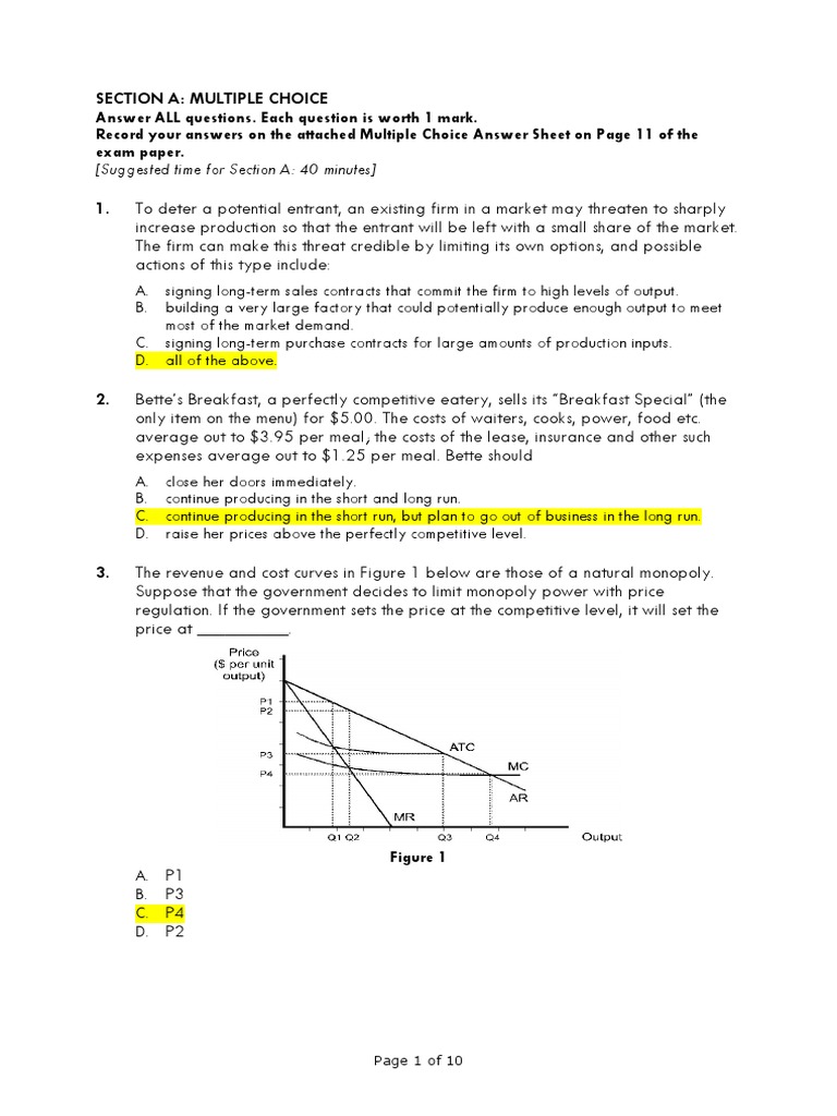 Past Exam Paper + Answers To MCQ + Marking Guide | PDF | Labour ...