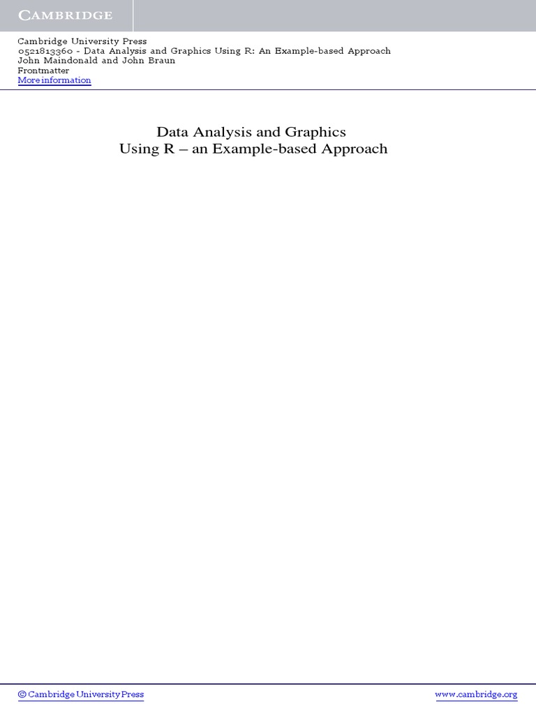 Data Analysis And Graphics Using R An Example Based Approach Pdf Resampling Statistics