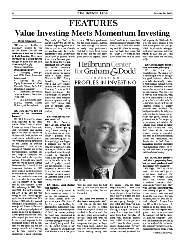 Rich Pzena: Value Investing Insights | PDF | Value Investing | Investing
