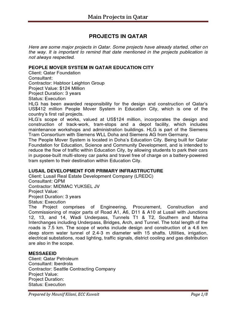 Projects in Qatar | PDF | Doha | Airport