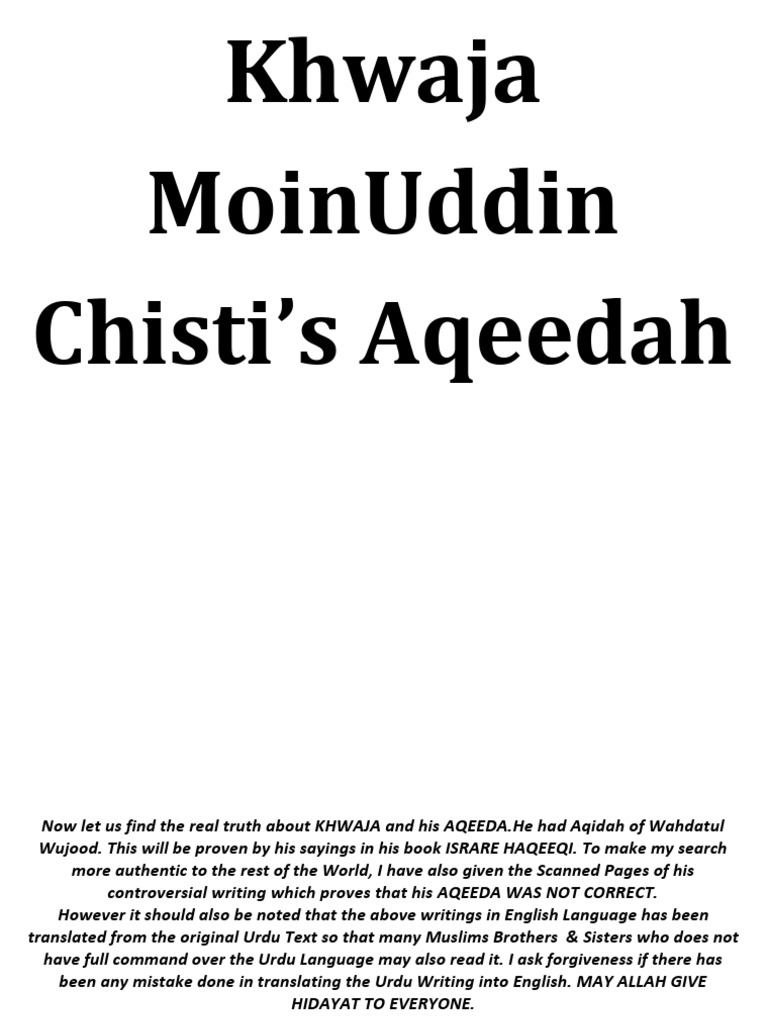 Khwaja MoinUddin Chisti | PDF | Abrahamic Religions | Monotheistic ...