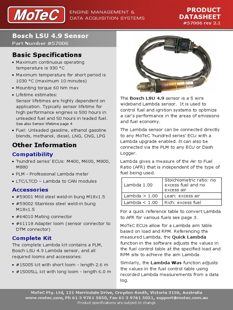 CDS57006 Bosch LSU 4.9 Sensor PDF | PDF | Gasoline | Vehicle Technology