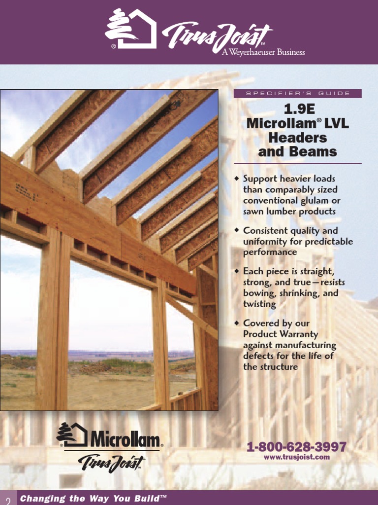 1.9E Microllam LVL Headers and Beams: Specifier'S Guide | PDF | Beam (Structure) | Engineering