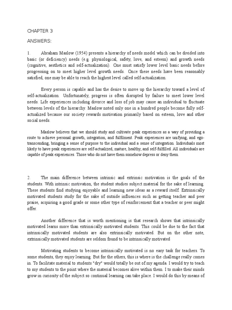 Chapter Answers | PDF | Self Actualization | Leadership