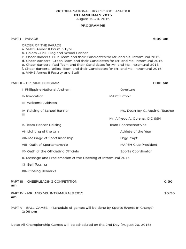 INTRAMS Program 2015 | Sports | Leisure