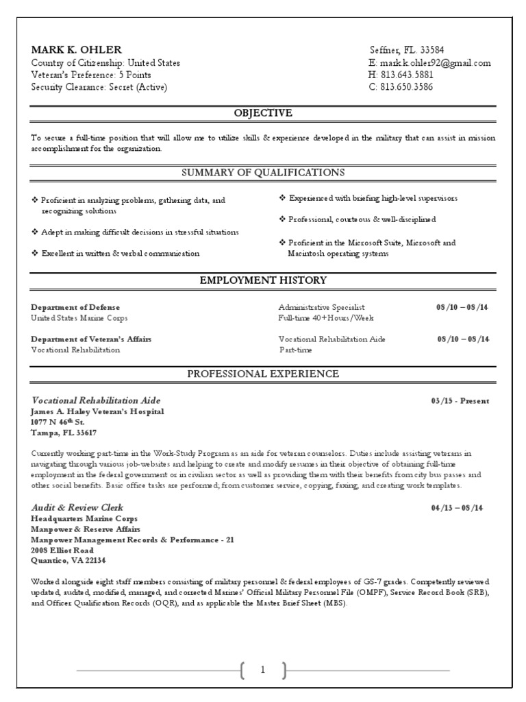 resume v1 2 | Wing (Military Aviation Unit) | United States Marine Corps