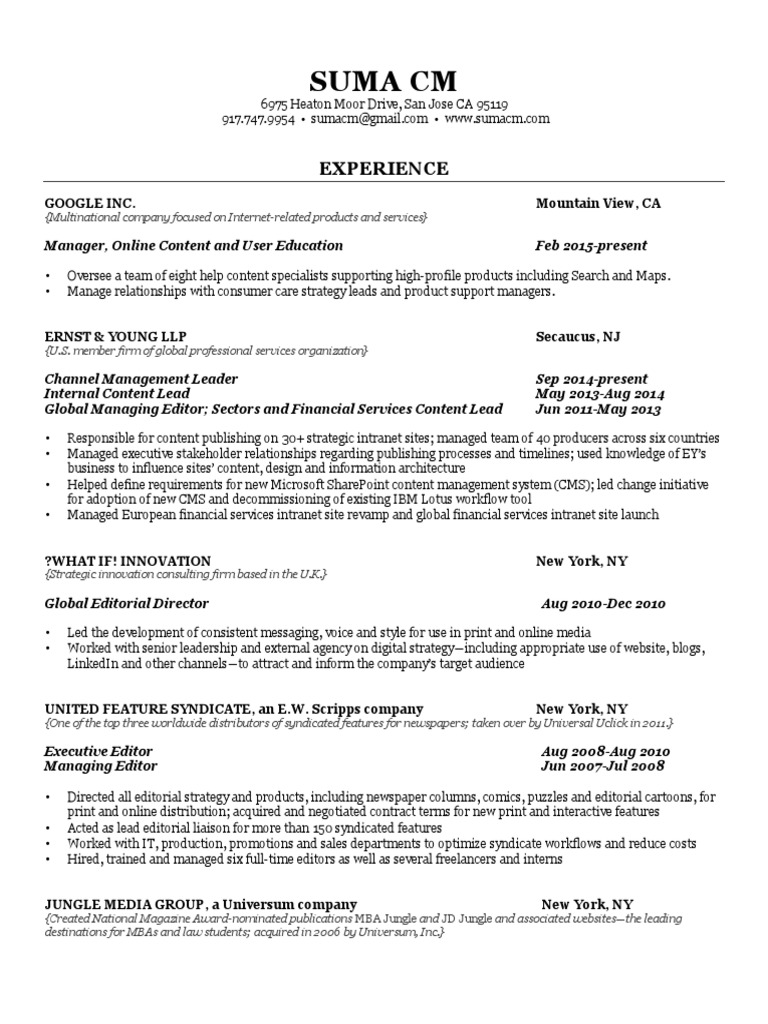 Suma CM Resume | PDF | Editing | Master Of Business Administration