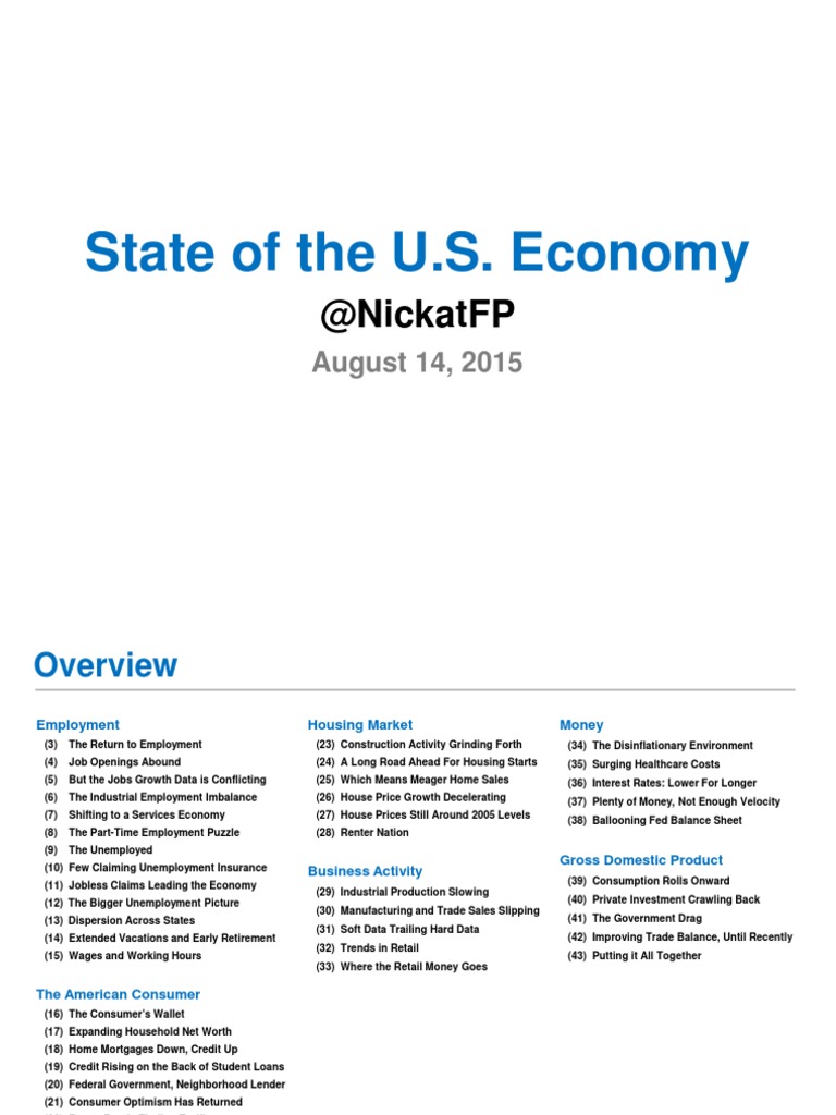 State of The US Economy | PDF | Money Supply | Balance Of Trade