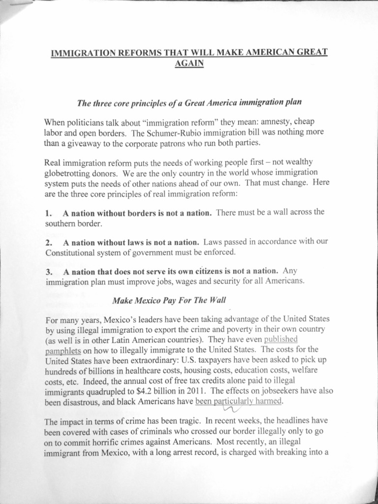 Donald Trump Immigration Plan | PDF