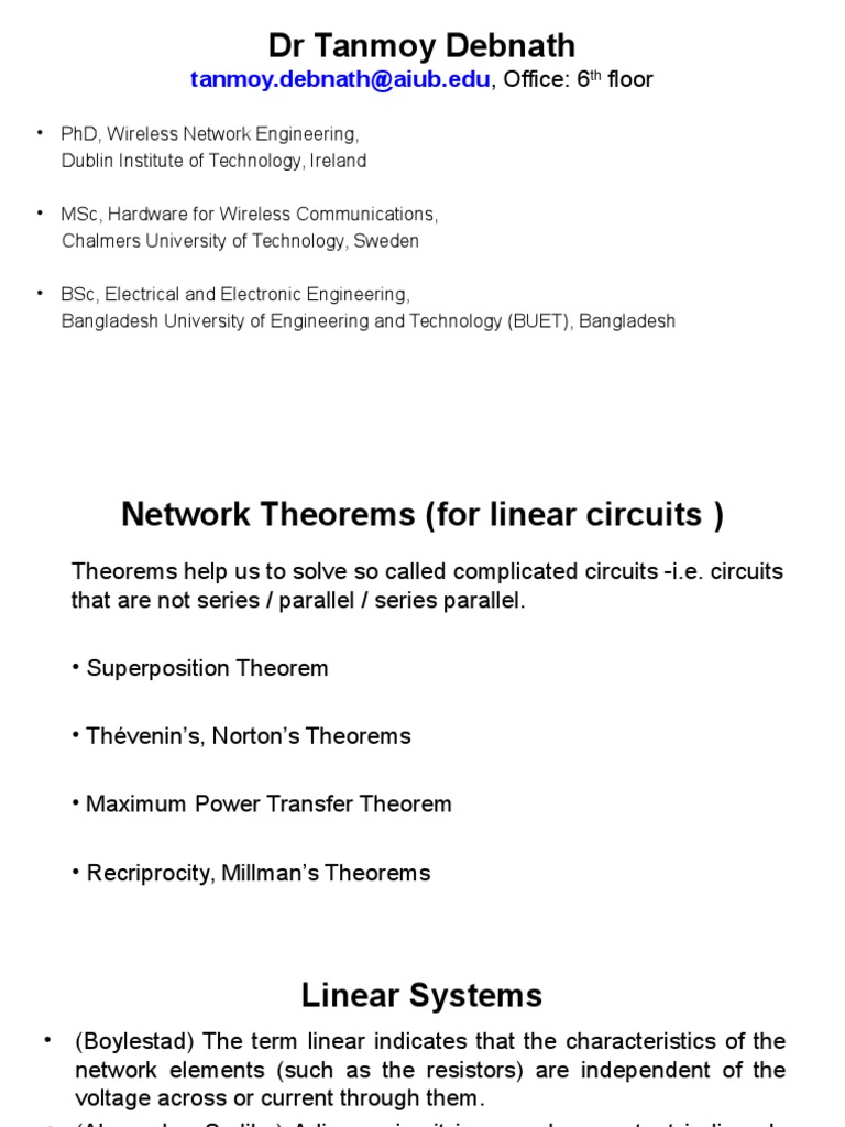 Lecture Week 1 | PDF | Electrical Network | Electrical Circuits