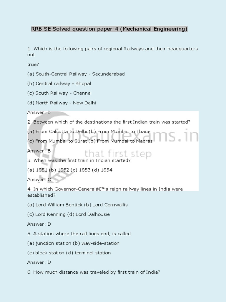 RRB SE Solved Question Paper | PDF | Gujarat | Mumbai