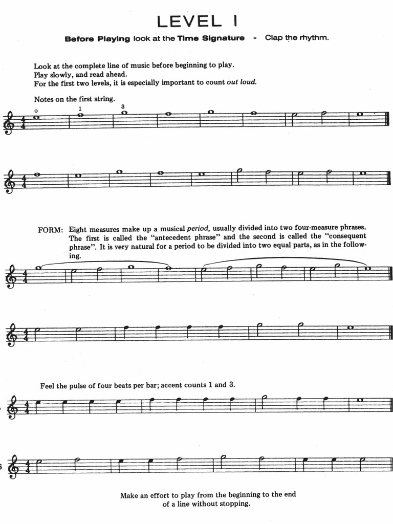 Level 1 Sight Reading For Classical Guitar | PDF