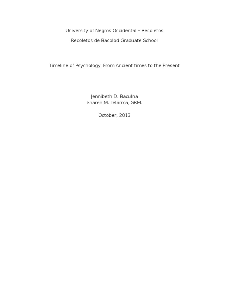 Timeline of Psychology | PDF | Sigmund Freud | Humanistic Psychology