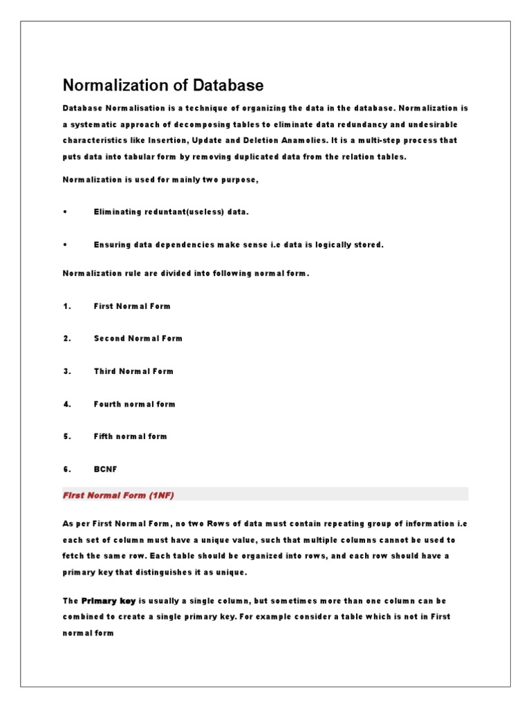 Normalization of Database: First Normal Form (1NF) | Download Free PDF | Scientific Modeling ...