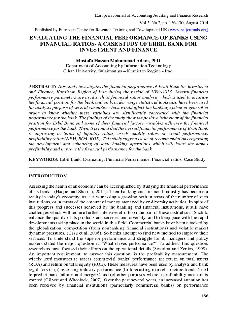 Evaluating The Financial Performance of Banks Using Financial Ratios A ...