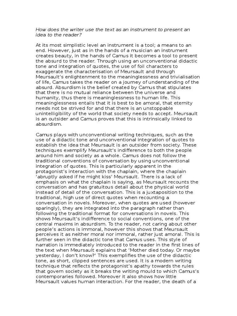How Camus Uses Writing Techniques to Present Absurdism | PDF | Albert ...