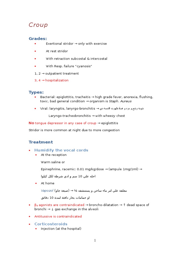 Croup Management and Treatment Guidelines | PDF | Pneumonia | Diseases ...