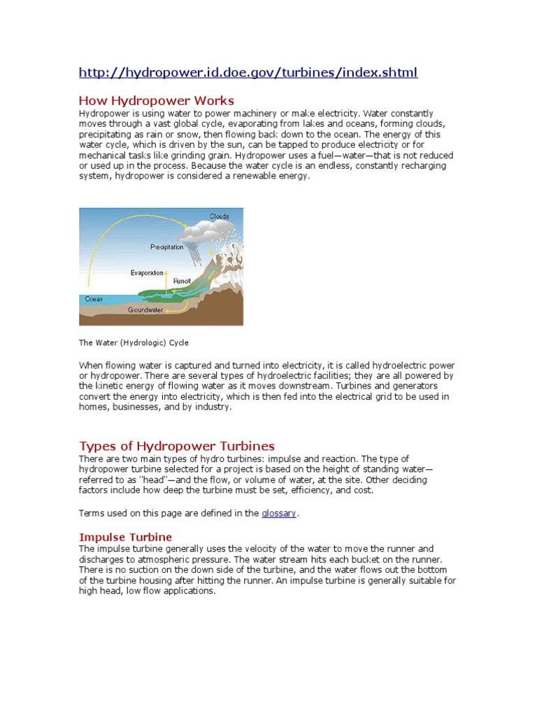 Types of Hydropower Turbines Explained | PDF | Hydroelectricity | Reservoir