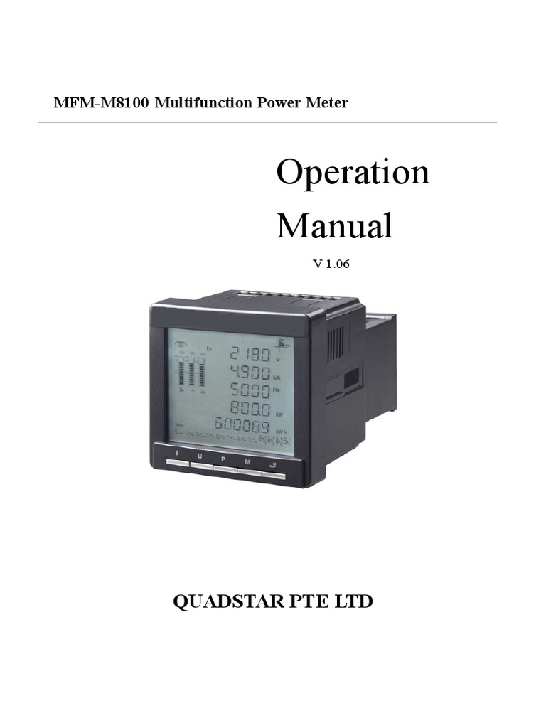 Operation Manual: MFM-M8100 Multifunction Power Meter | PDF | Ac Power ...