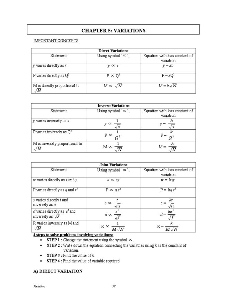 Chapter 21 I Variations ENHANCE | PDF | Variable (Mathematics) | Equations