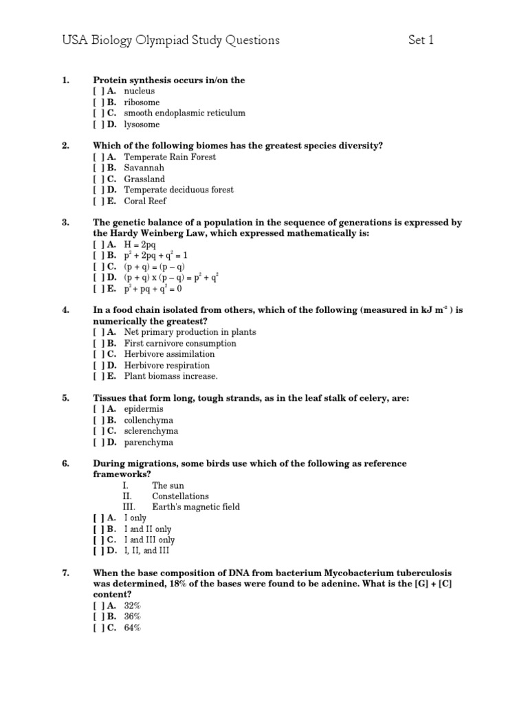 Some Study Questions For USABO | PDF | Endoplasmic Reticulum | Dna ...
