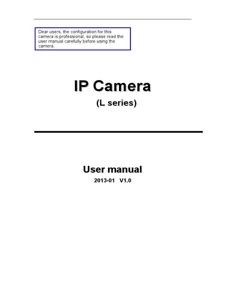 L Series IP Camera User Manual | PDF | Computer Network | Ip Address
