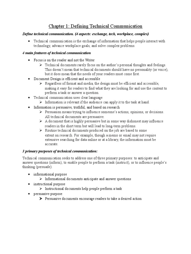 Chapter 1: Defining Technical Communication | PDF | Résumé | Technical ...