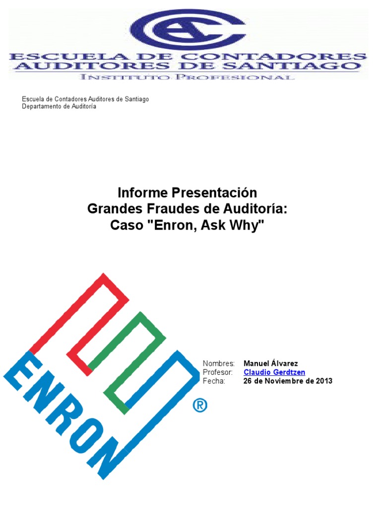 Caso Enron: Fraude y Auditoría | PDF | Enron | Compartir (Finanzas)