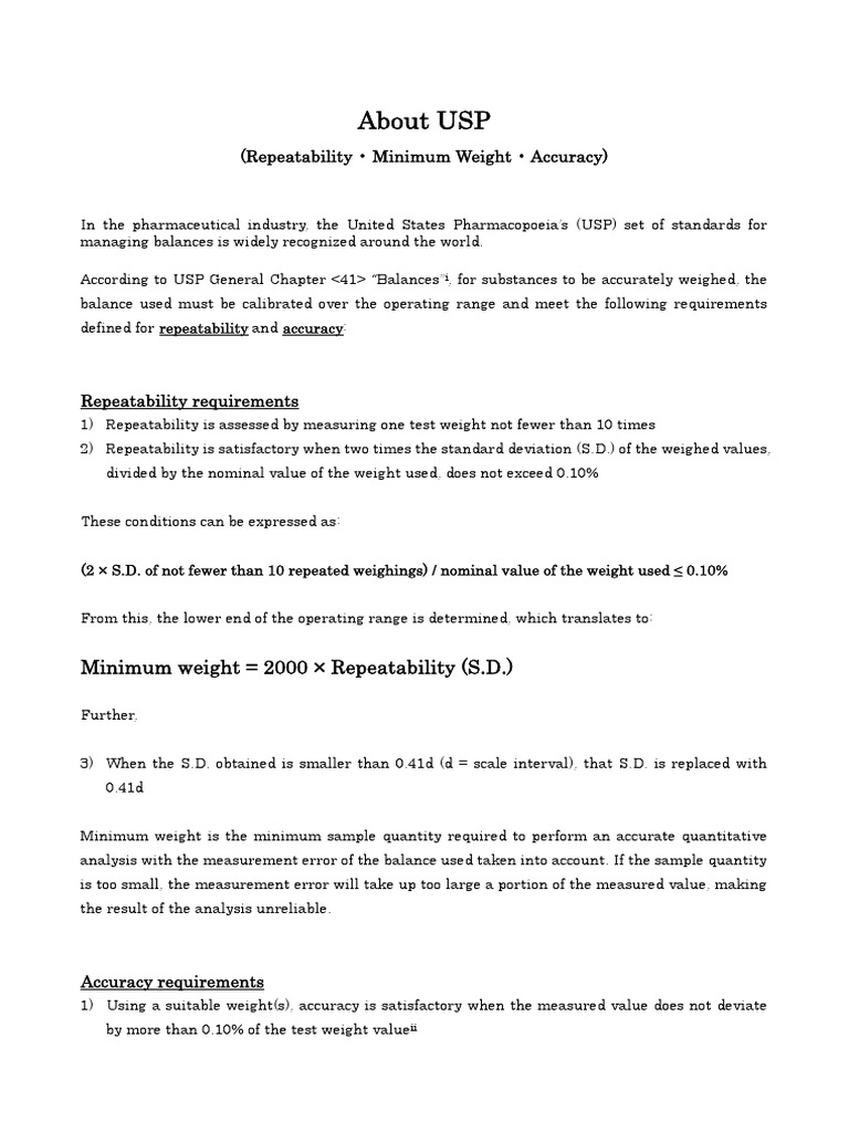 About USP: (Repeatability - Minimum Weight - Accuracy) | Download Free ...