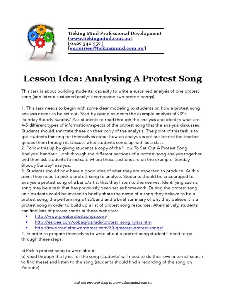 Analyzing Protest Songs Guide | PDF | Communication | Learning