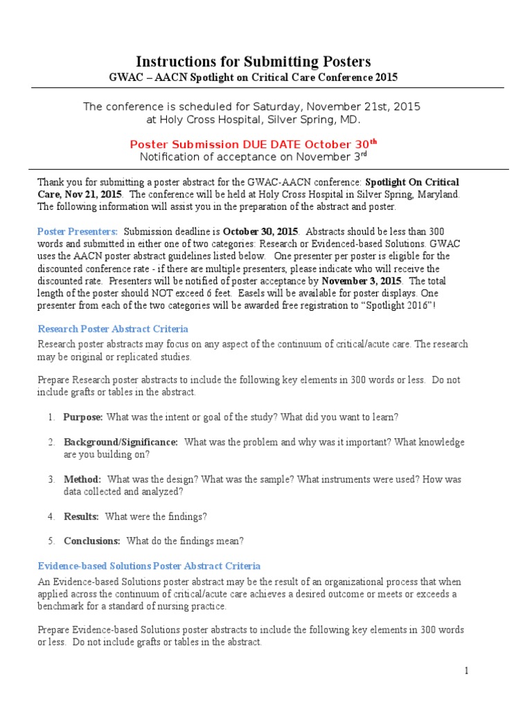 Poster Submission Guidelines for GWAC 2015 | PDF | Evidence Based ...