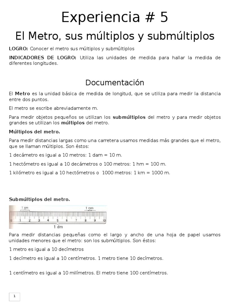 Matematicas Ell Metro | PDF | Unidades de medida | Metro