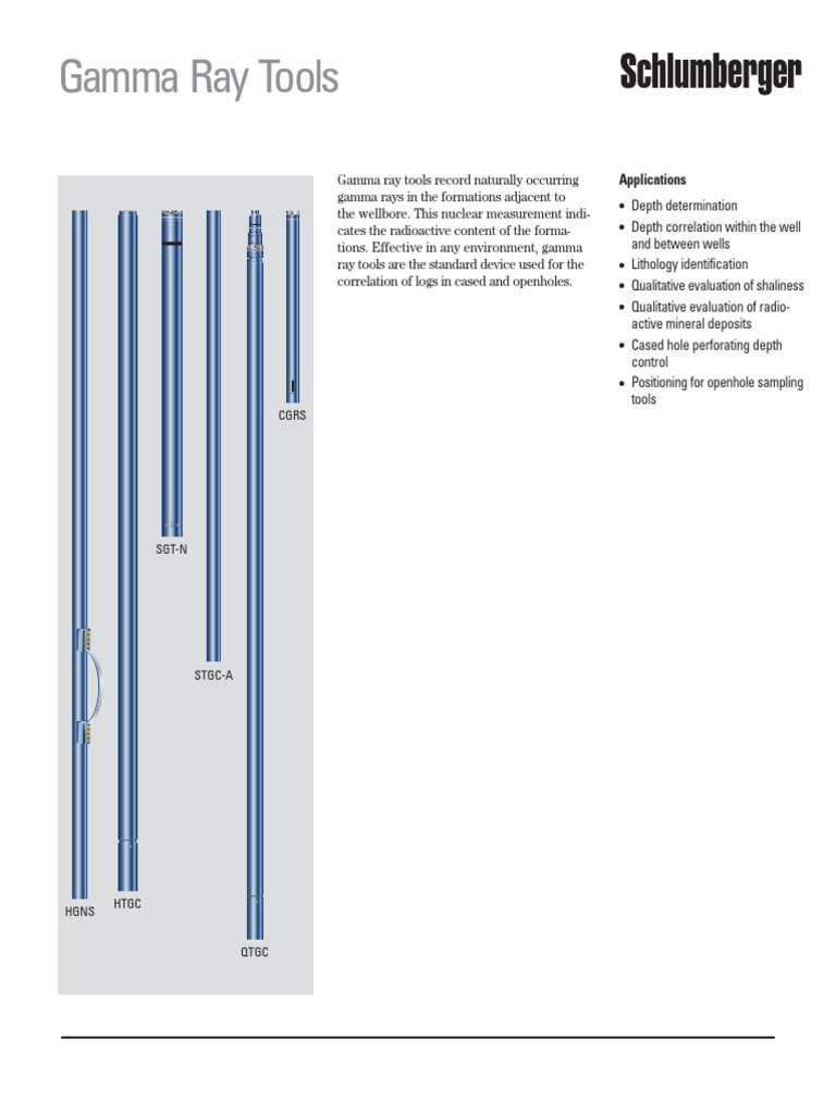Gamma Ray Log - Schlumberger | PDF | Gamma Ray | Nuclear Physics