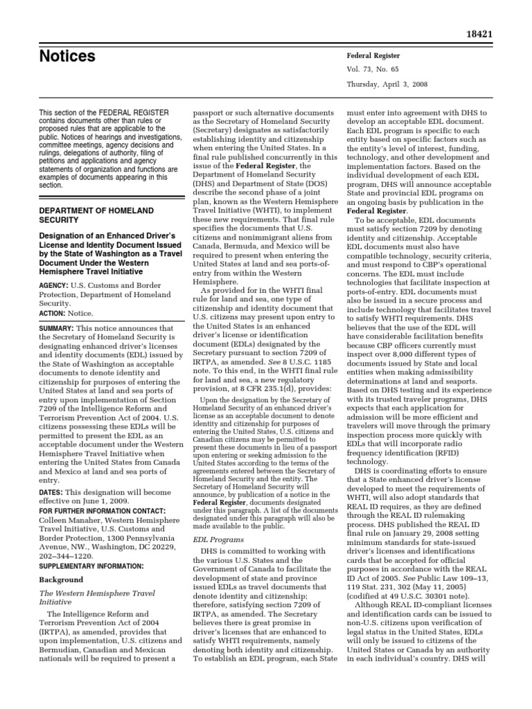 Notices: Federal Register | PDF | Identity Document | United States ...