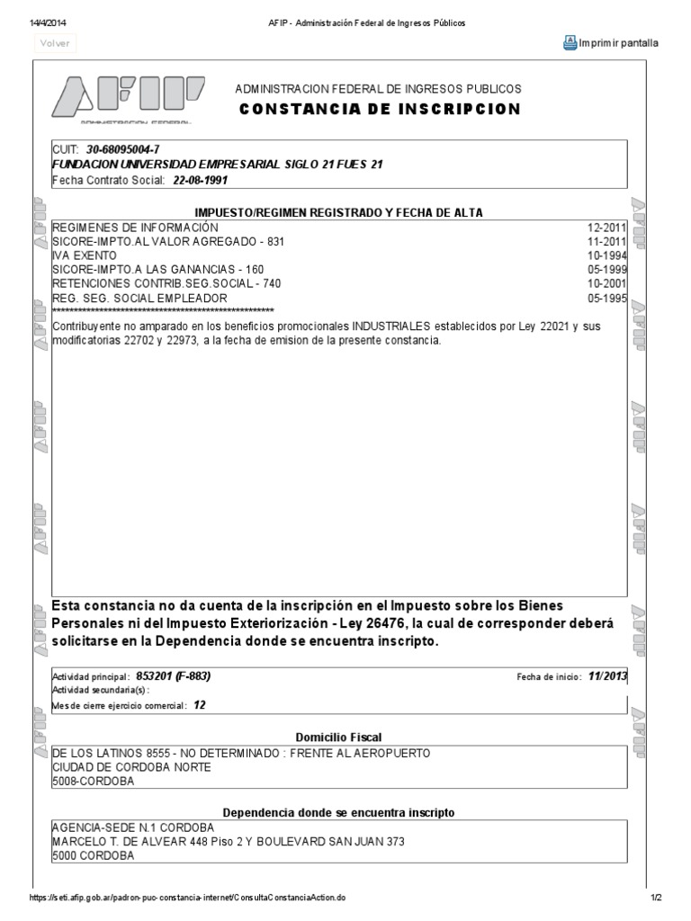AFIP - Administración Federal de Ingresos Públicos | PDF | Negocios ...