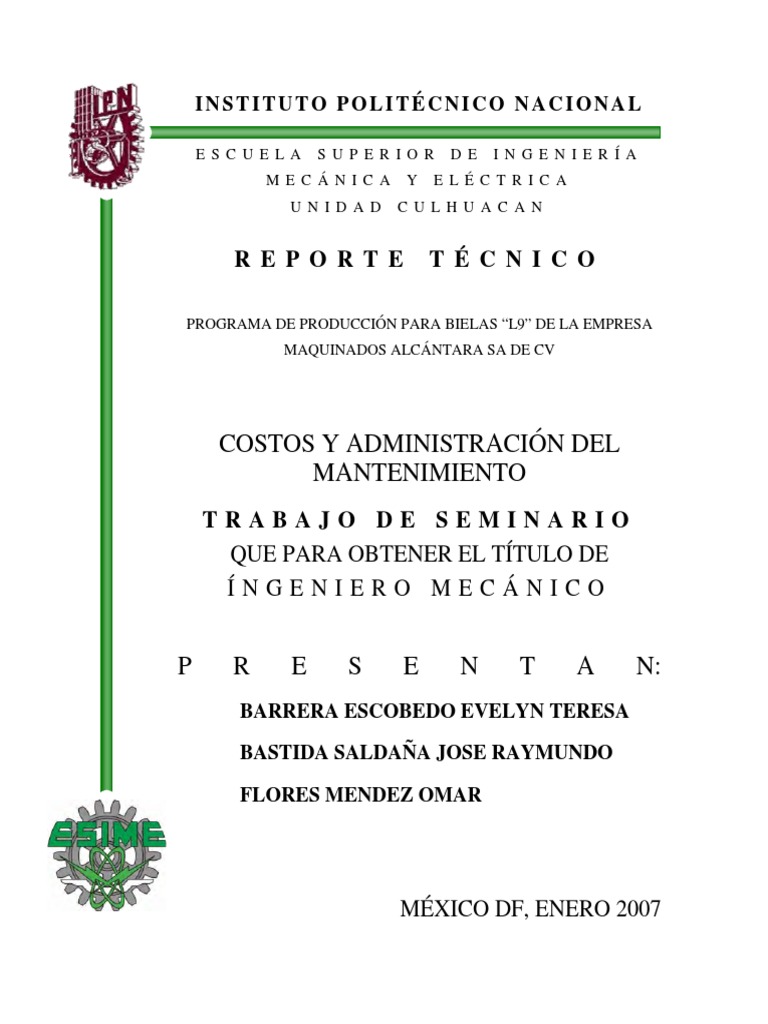 Reporte Tecnico Ejemplo | PDF | Pistón | Perforar