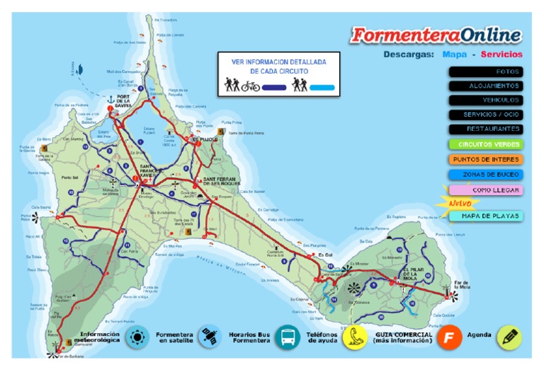 Formentera. Mapas. Fotografias. FormenteraOnline. Mapa de Formentera ...
