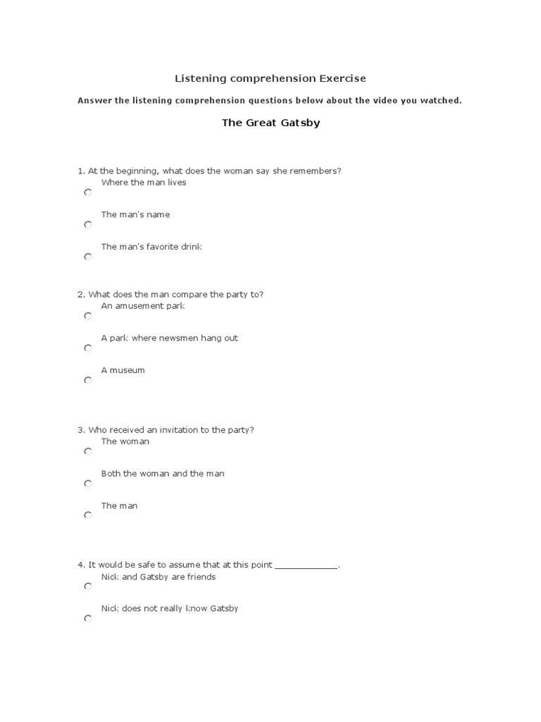 Listening Comprehension Quiz | PDF
