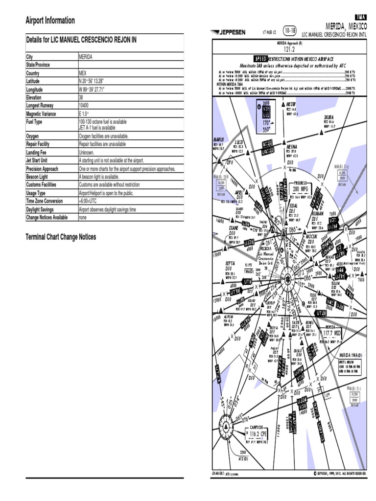 Jeppesen Charts for Merida Airport | PDF | Aerospace Engineering | Aircraft