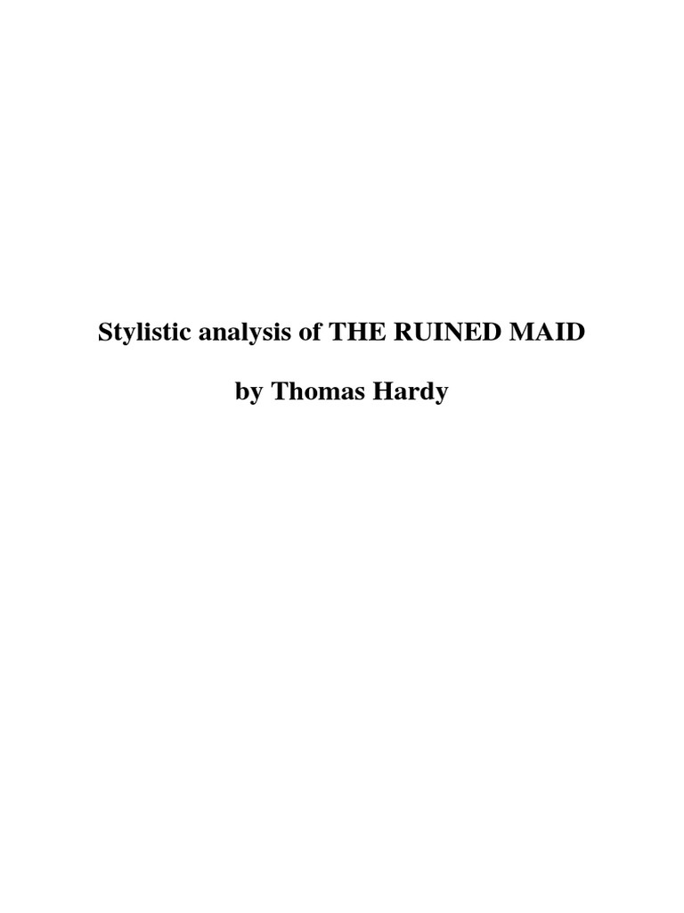 Thomas Hardy The Ruined Maid Analysis PDF Style Fiction