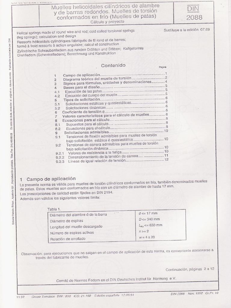 Din 2088 - Muelles Helicoidales Cilindricos de Alambre y Barras ...