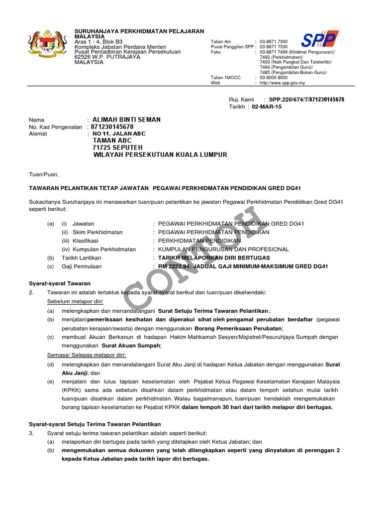 Contoh Surat Tawaran | PDF