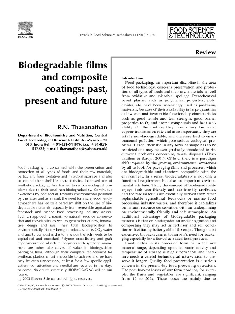 Biodegradable Films and Composite Coatings: Past, Present and Future ...