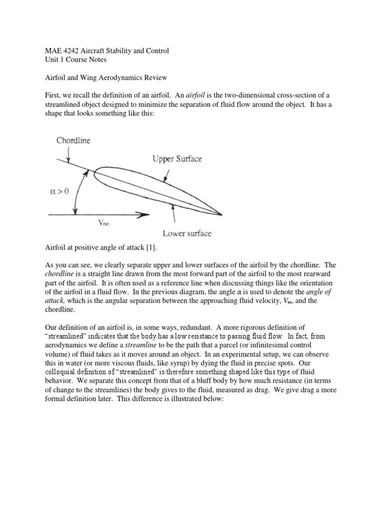Unit 1 Notes aircraft stability and control notes | Lift (Force) | Airfoil