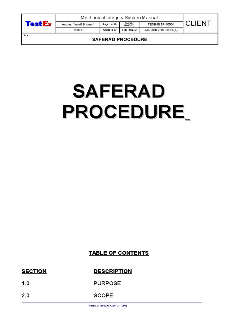 Saferad Procedure | PDF | Radiography | Nondestructive Testing