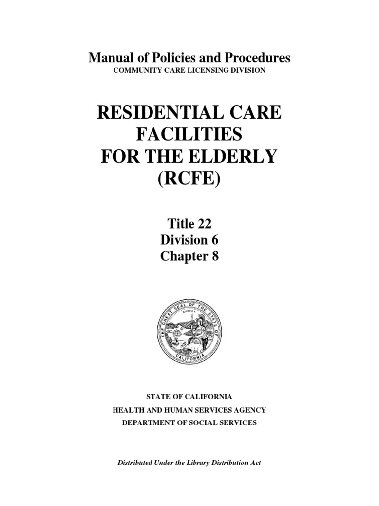 California RCFE Licensing Regulations | PDF