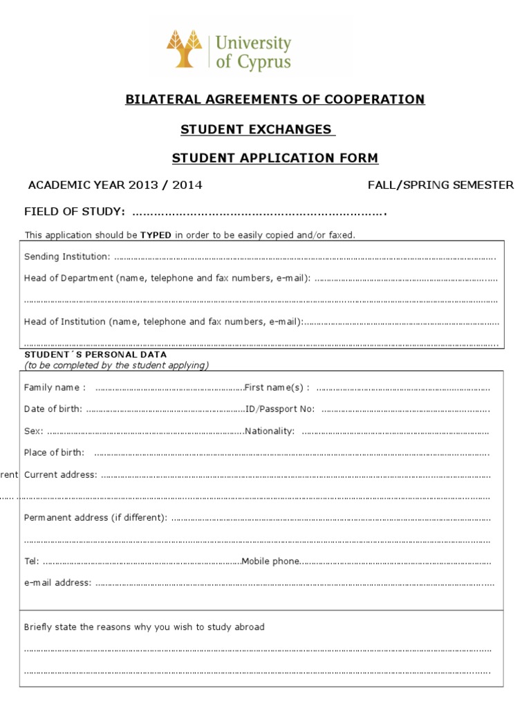 Bilateral Agreements of Cooperation Student Exchanges Student ...